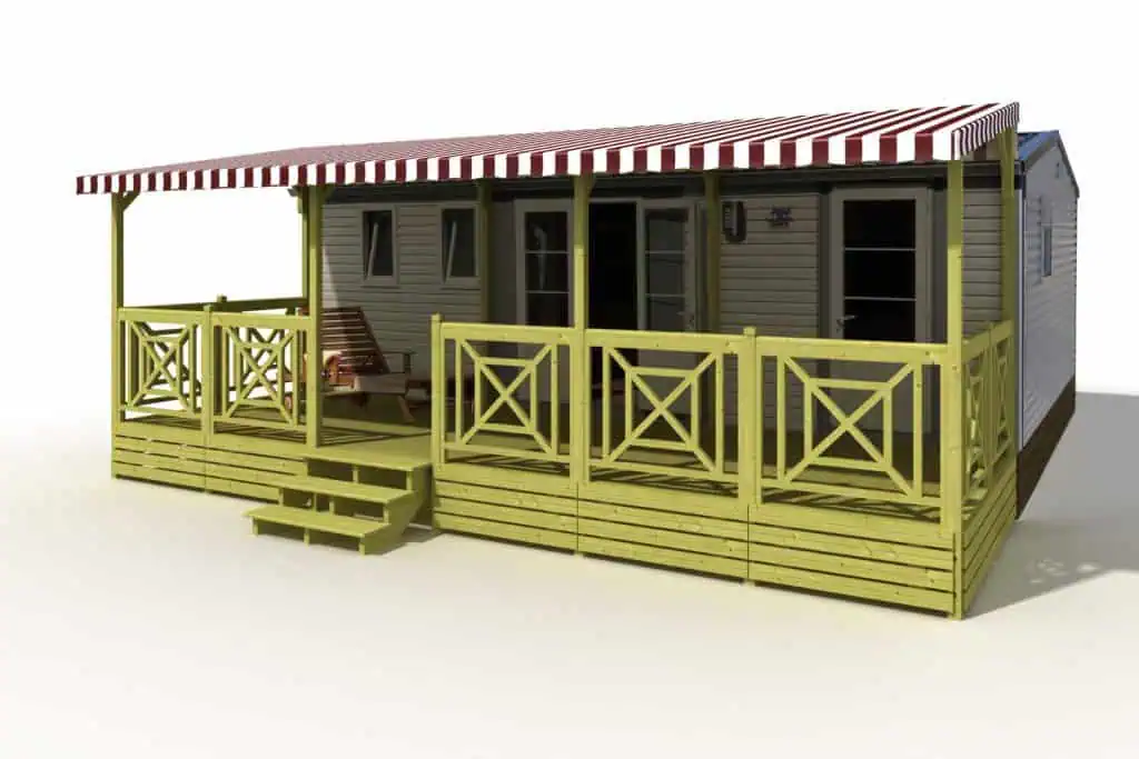 Terrasse couverte mobil home en bois | Kit modulaire Deckit